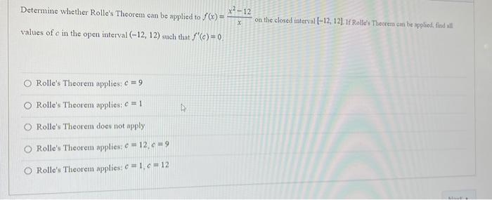 Solved Determine whether Rolle's Theorem can be applied to | Chegg.com