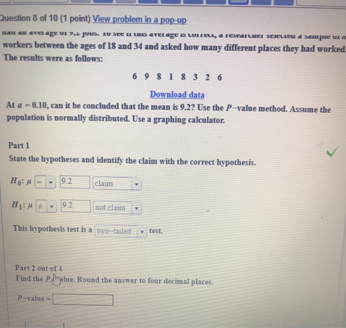 Solved Question 8 of 10 (1 point) View problem in a pop-up | Chegg.com
