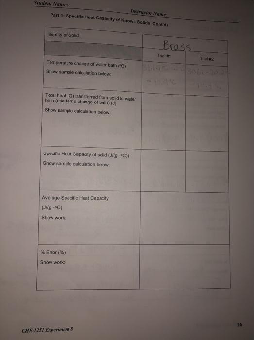 Solved Student Name: Instructor Name: DATA (EXP #8): Part 1: | Chegg.com