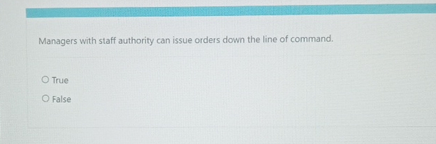 Solved Managers with staff authority can issue orders down | Chegg.com