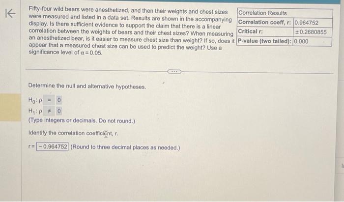Solved Fifty-four wild bears were anesthetized, and then | Chegg.com