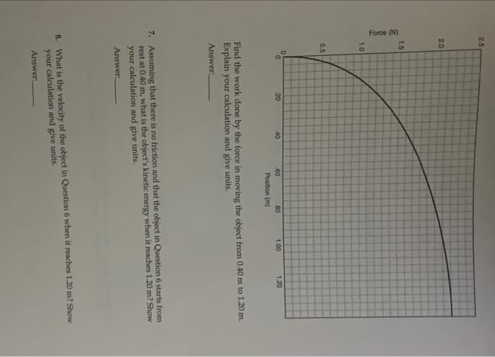 Solved 6 A Force Acts On An Object Of Mass 0 425 Kg The