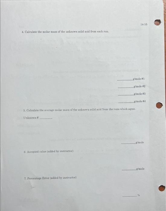 Solved Experiment 14 Acid-Base Titrations Name Data Part I. | Chegg.com