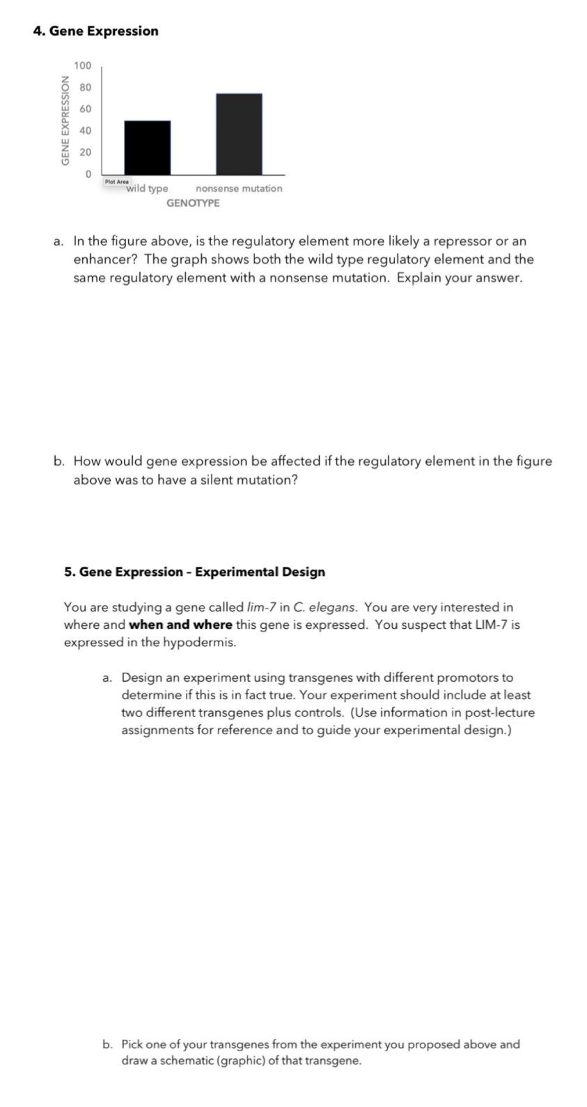 Solved a. ﻿In the figure above, is the regulatory element | Chegg.com