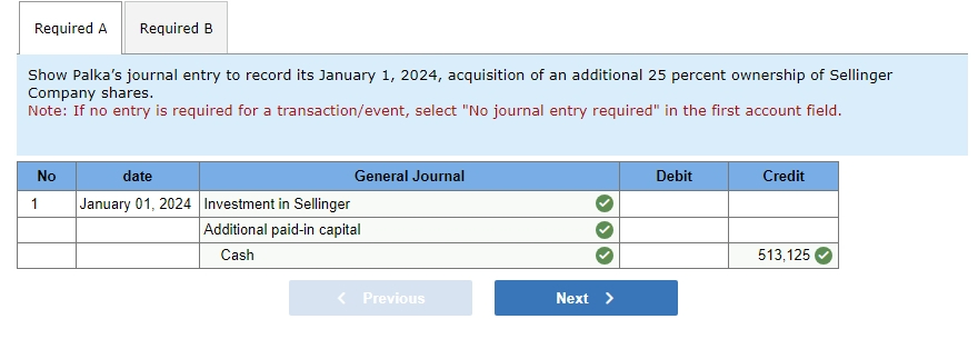 Solved On January 1, 2023, ﻿Palka, Incorporated, acquired 70 | Chegg.com
