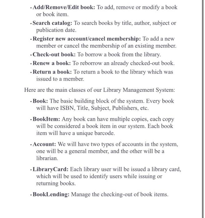 Solved Design a Library Management System A Library | Chegg.com