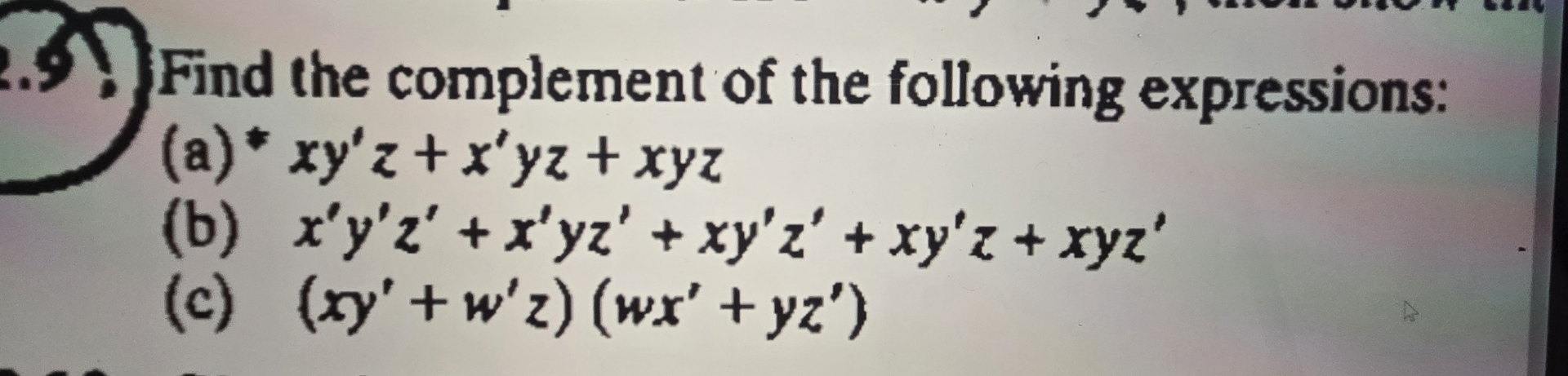 Solved 1.9) ﻿Find the complement of the following | Chegg.com
