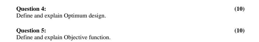 Solved Question 4:Define and explain Optimum design. | Chegg.com