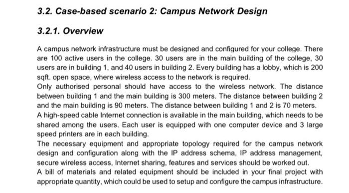 Solved 3.2. Case-based scenario 2: Campus Network Design | Chegg.com