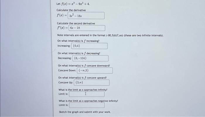 Solved Let f(x)=x3−9x2+4 Calculate the derivative f′(x)= | Chegg.com