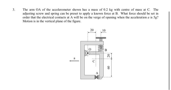 Solved The arm OA of the accelerometer shown has a mass of | Chegg.com
