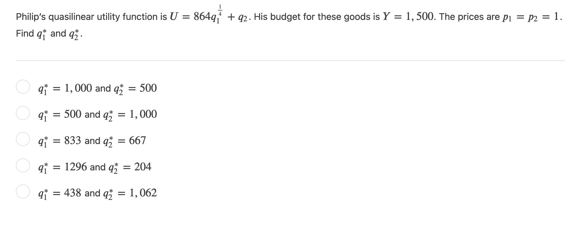 Solved Philip's quasilinear utility function is | Chegg.com