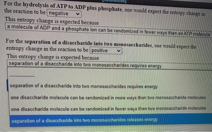 Solved v For the hydrolysis of ATP to ADP plus phosphate, | Chegg.com