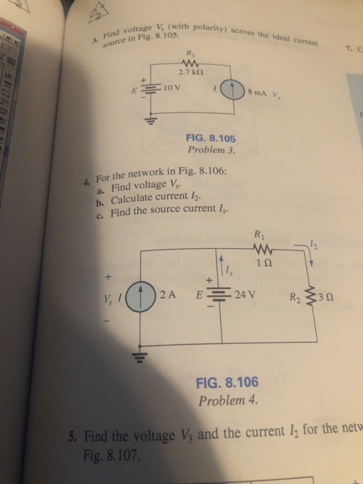 Solved (with polarity) across the ideal current Find voltage | Chegg.com