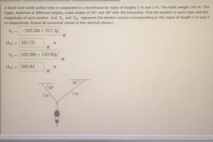 Solved A block-and-tackle pulley hoist is suspended in a | Chegg.com