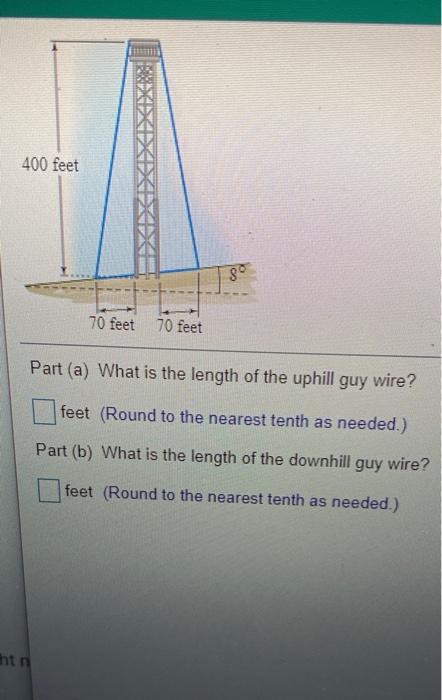 Solved The figure shows a 400 foot tower on the side of a | Chegg.com