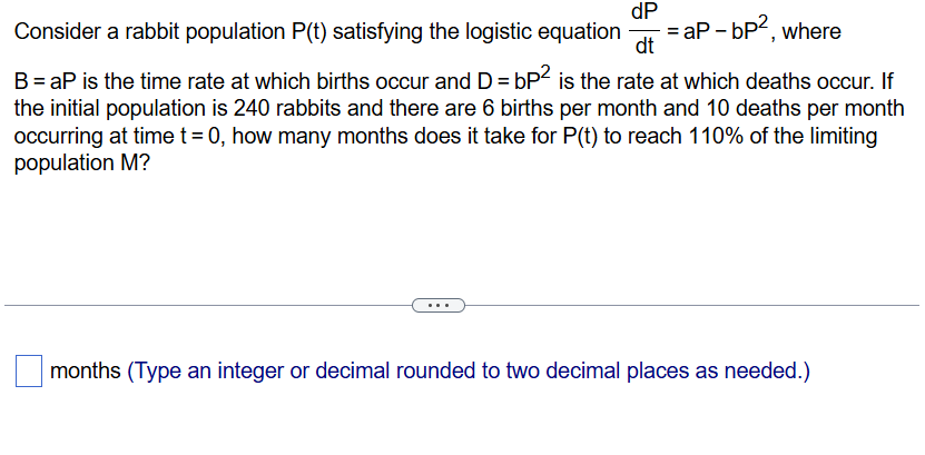 Solved Consider A Rabbit Population P T satisfying The
