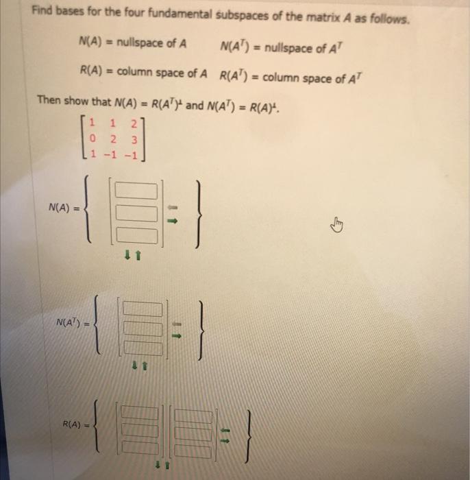 Solved Find bases for the four fundamental subspaces of the | Chegg.com
