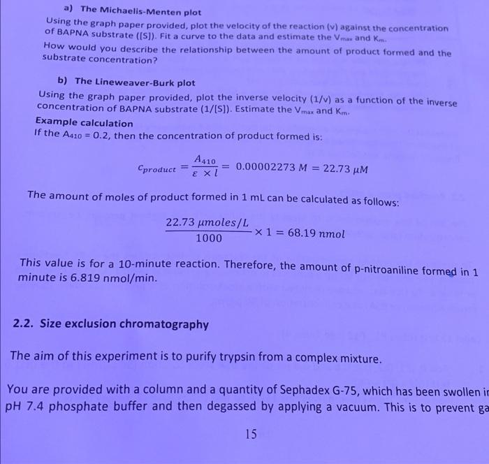 Solved a) The Michaelis-Menten plot Using the graph paper | Chegg.com