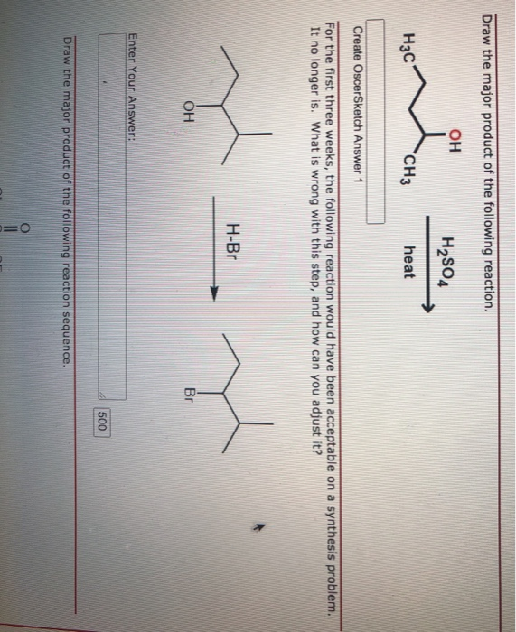Solved Draw the major product of the following reaction. OH | Chegg.com