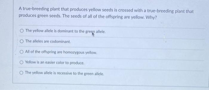 Solved A trait which is NOT expressed in the phenotype when | Chegg.com