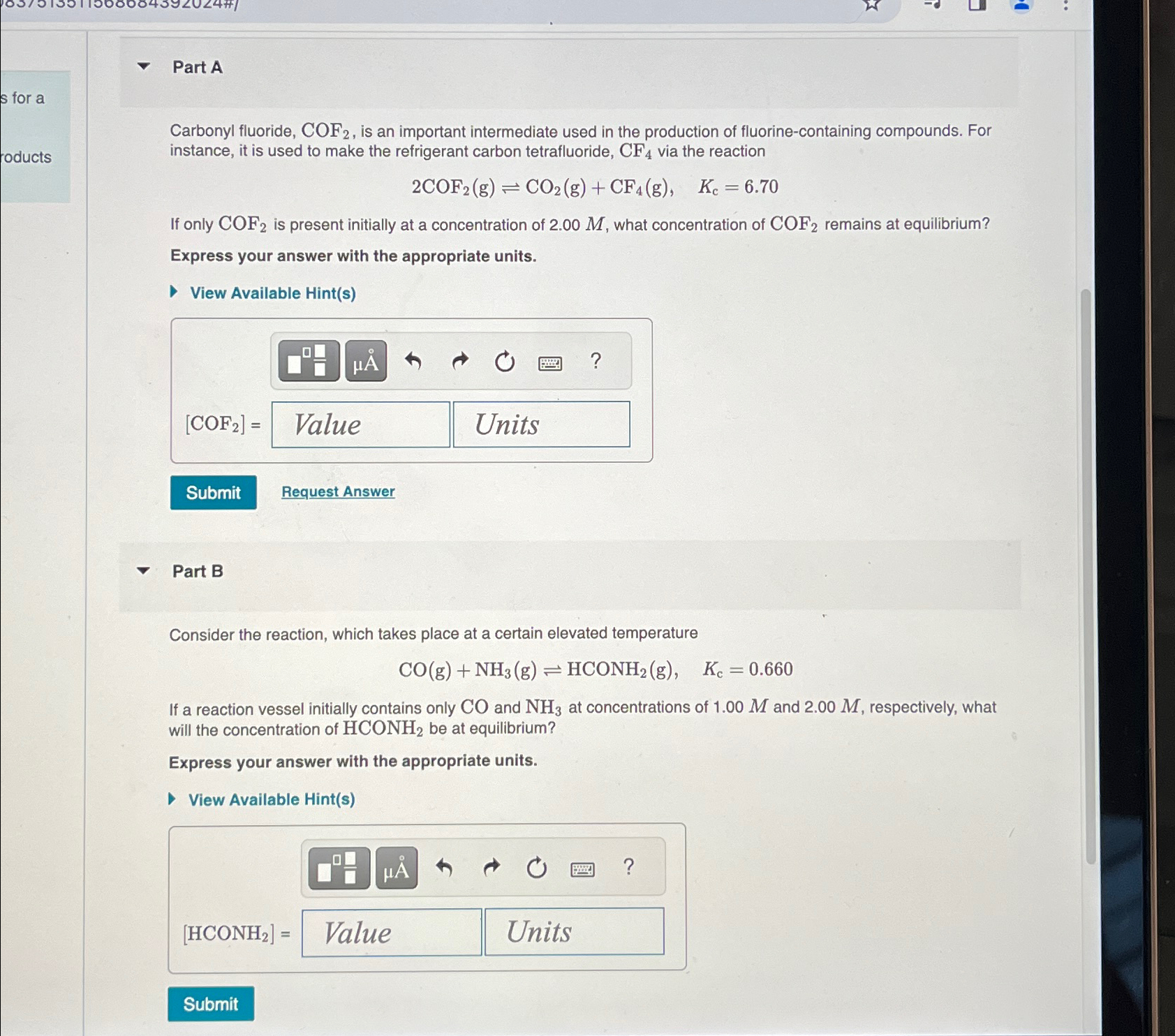 Solved Parts A and B please. If possible, please show how to | Chegg.com