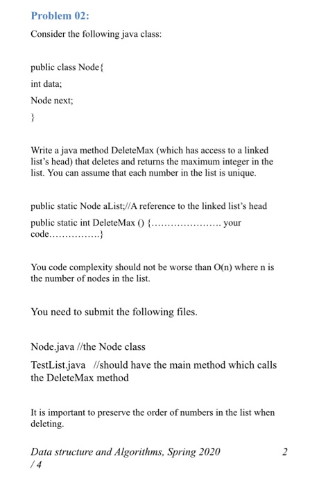 Solved Problem 02 Consider The Following Java Class Public 