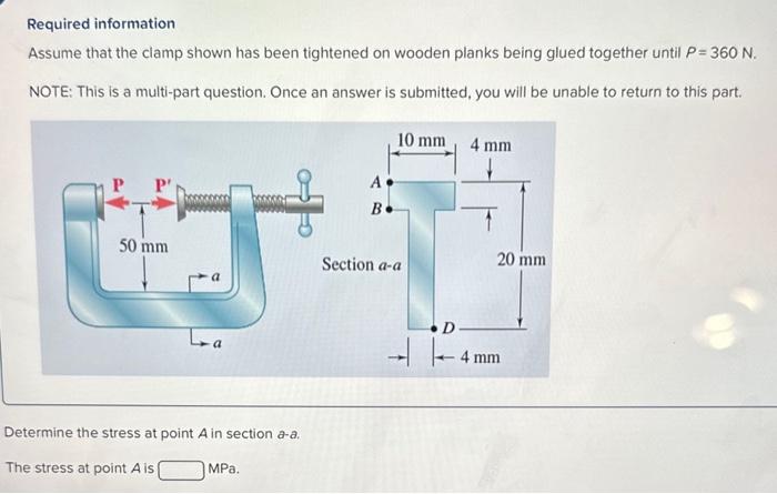 Solved Required information Assume that the clamp shown has | Chegg.com