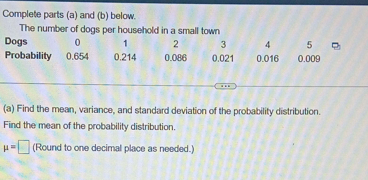 Solved Complete parts (a) and (b) below. The number of dogs | Chegg.com