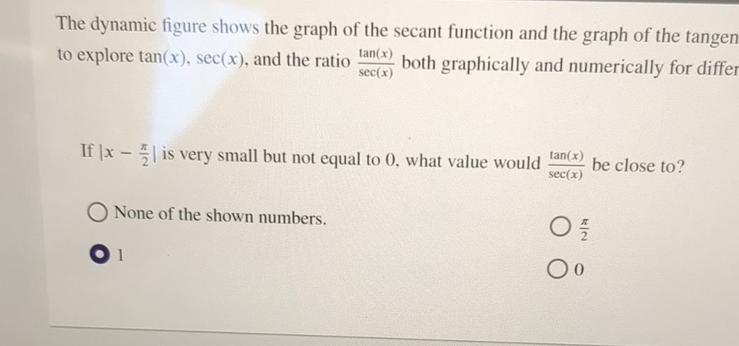 Solved The Dynamic Figure Shows The Graph Of The Secant