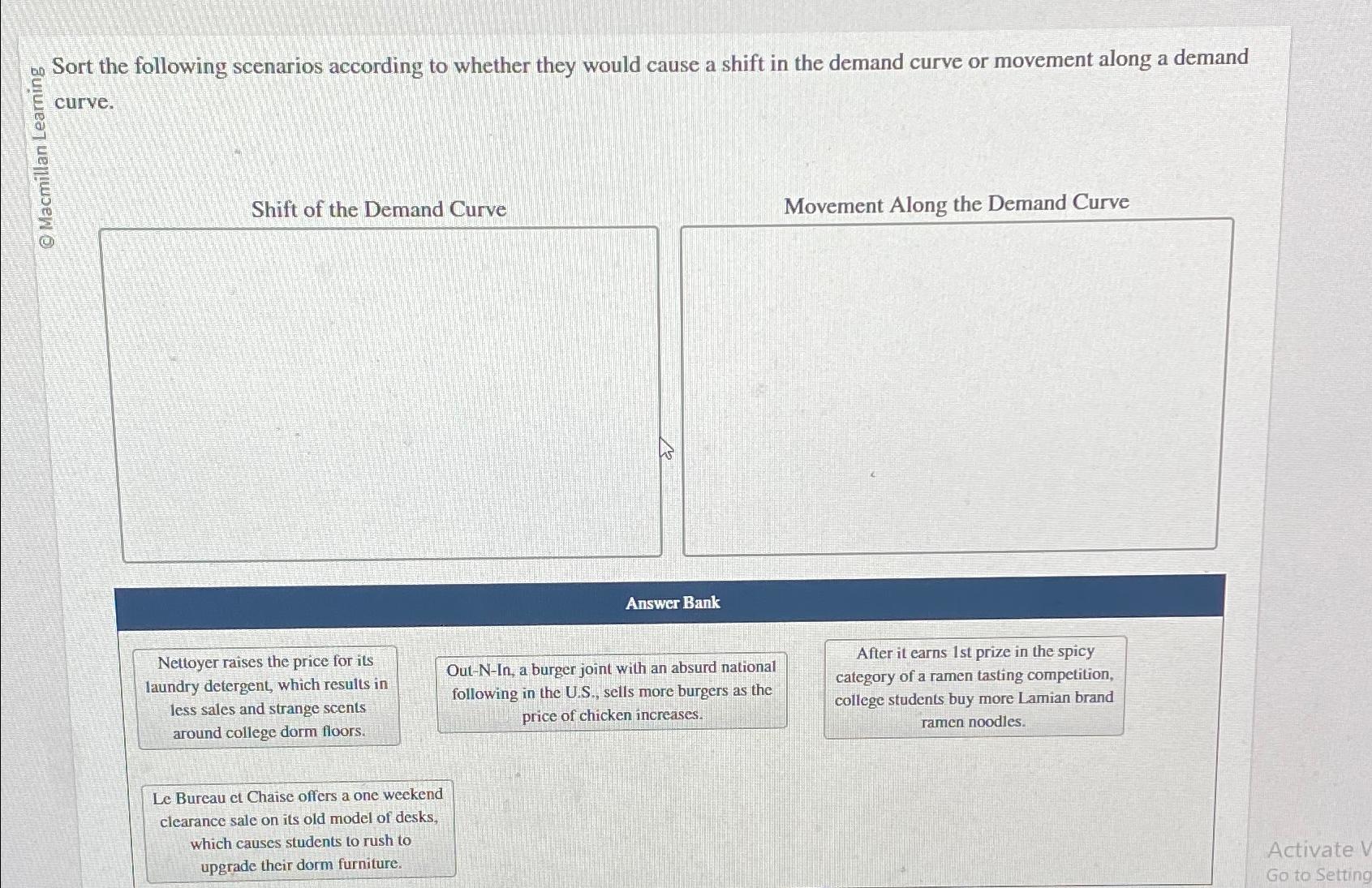 Solved Sort the following scenarios according to whether | Chegg.com