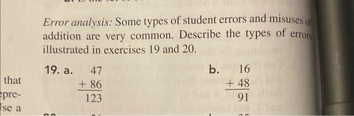Solved Error analysis: Some types of student errors and | Chegg.com