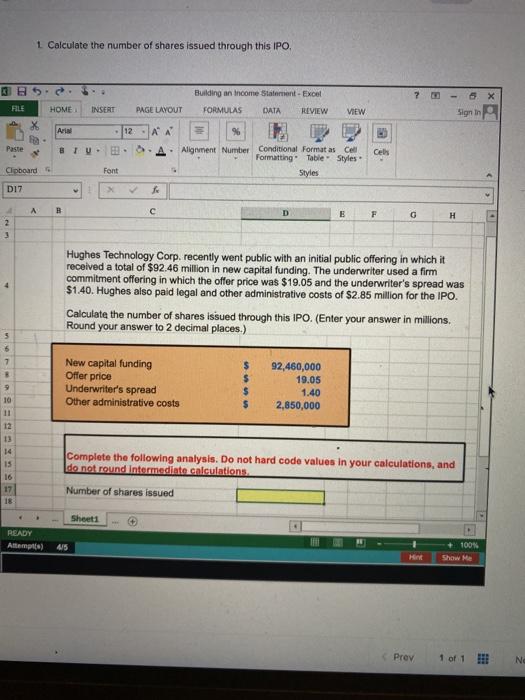 Solved 1 Calculate the number of shares issued through this | Chegg.com