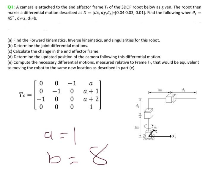Solved A camera is attached to the end effector frame Tc of | Chegg.com