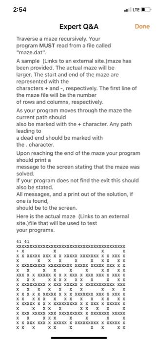2:54 Expert Q&A Traverse a maze recursively. Your | Chegg.com