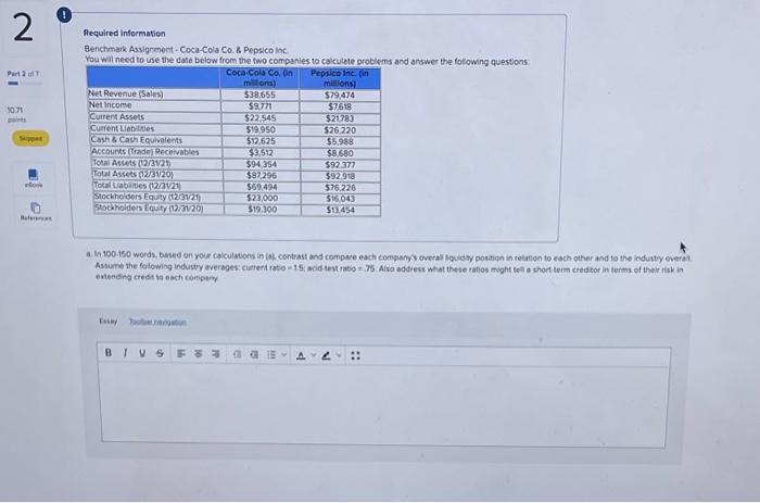 Solved Aequired information Benchmark Assignment - Coca-Cola | Chegg.com