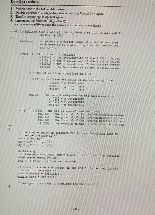 Task 9: Implement the reflection function Theory | Chegg.com