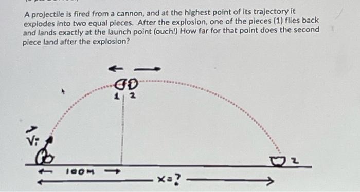 Solved A projectile is fired from a cannon, and at the | Chegg.com