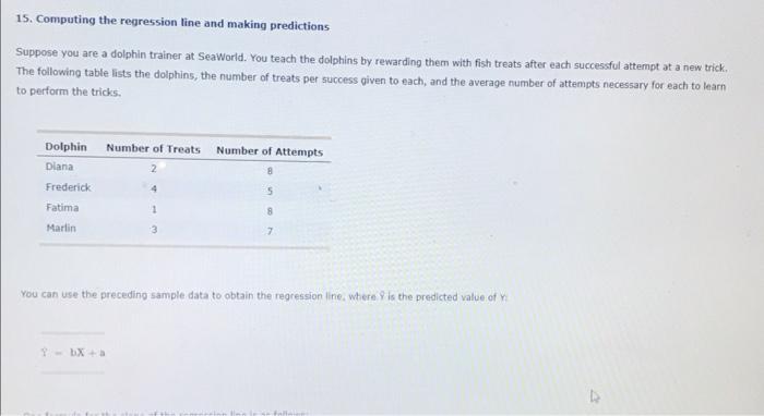 Solved 15. Computing the regression line and making | Chegg.com
