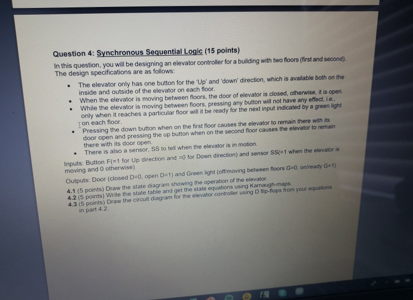 Solved Question 4: Synchronous Sequential Logic (15 points) | Chegg.com