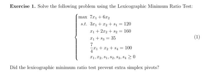 Exercise 1. Solve the following problem using the | Chegg.com