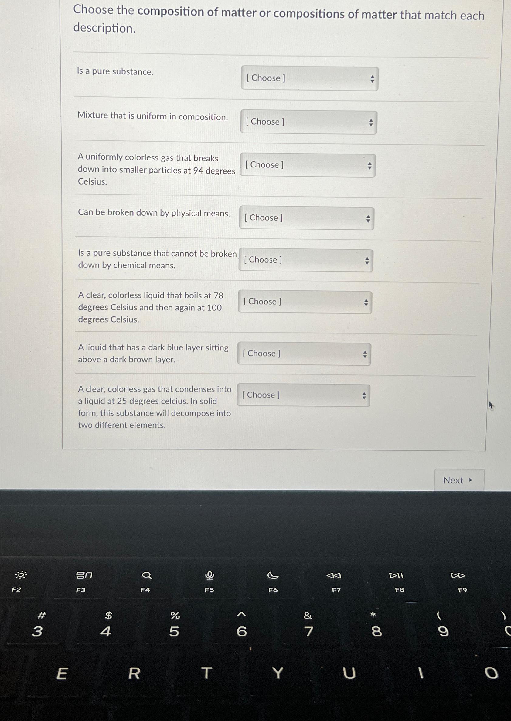 Choose the composition of matter or compositions of | Chegg.com