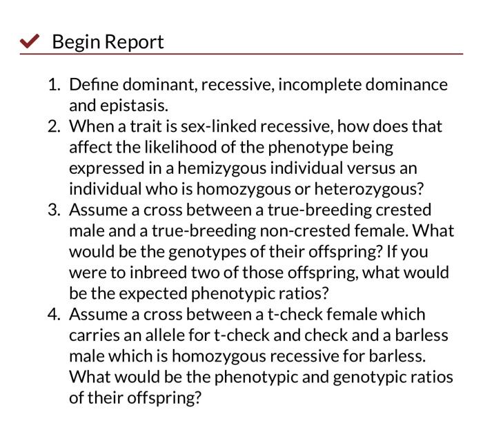 Solved 1. Define dominant, recessive, incomplete dominance | Chegg.com
