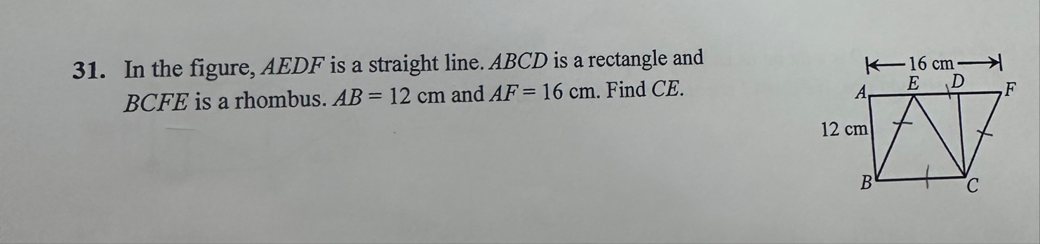 Solved In the figure, AEDF is a straight line. ABCD is a | Chegg.com
