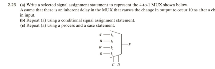 Solved 2.23 (a) Write a selected signal assignment statement | Chegg.com