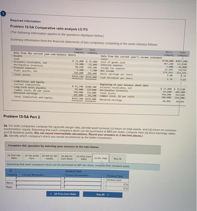 Solved mework Required information Problem 13-5A Comparative | Chegg.com Solved mework Required information Problem 13-5A Comparative | Chegg.com