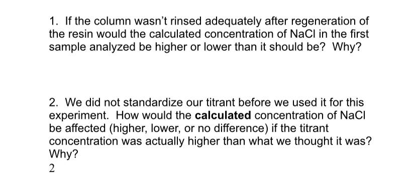 Solved If the column wasn't rinsed adequately after | Chegg.com