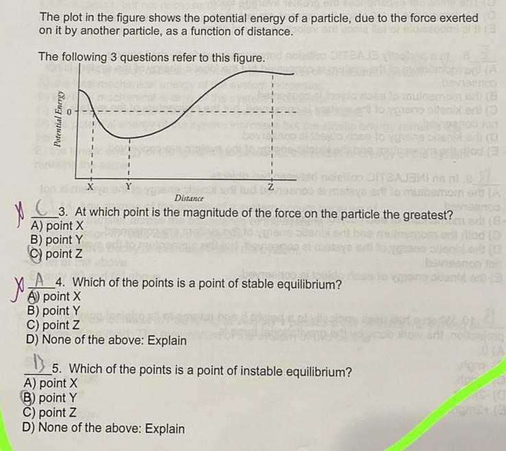 Solved The plot in the figure shows the potential energy of | Chegg.com