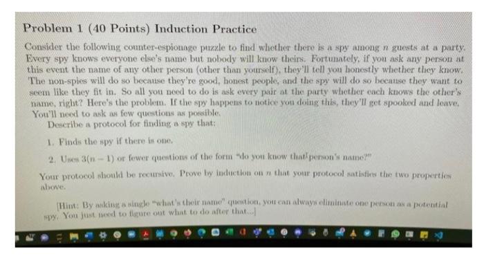 Problem 1 (40 Points) Induction Practice Consider the | Chegg.com Problem 1 (40 Points) Induction Practice Consider the | Chegg.com