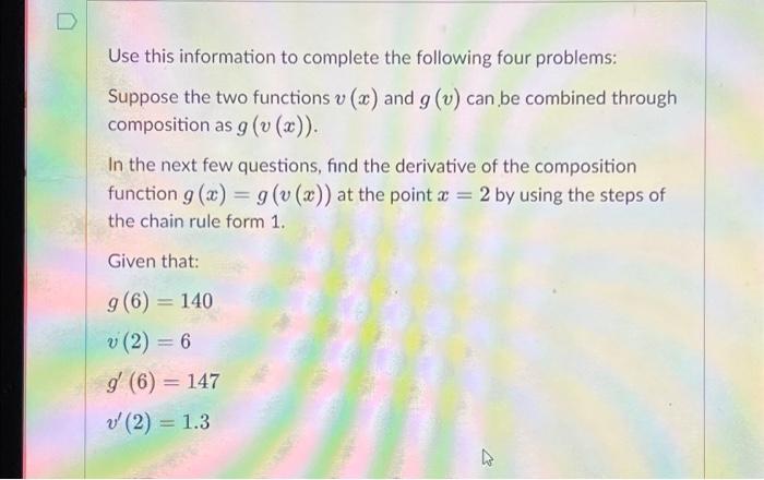 Solved Use this information to complete the following four | Chegg.com